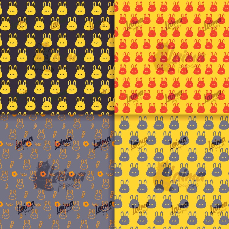 Rabbit Printable Digital Paper, Instant Download Scrapbook Paper ...