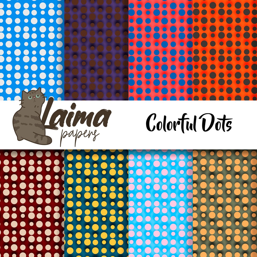 Colorful Dots Scrapbooking Paper, Pritnable Dotted Project Paper, DIY ...