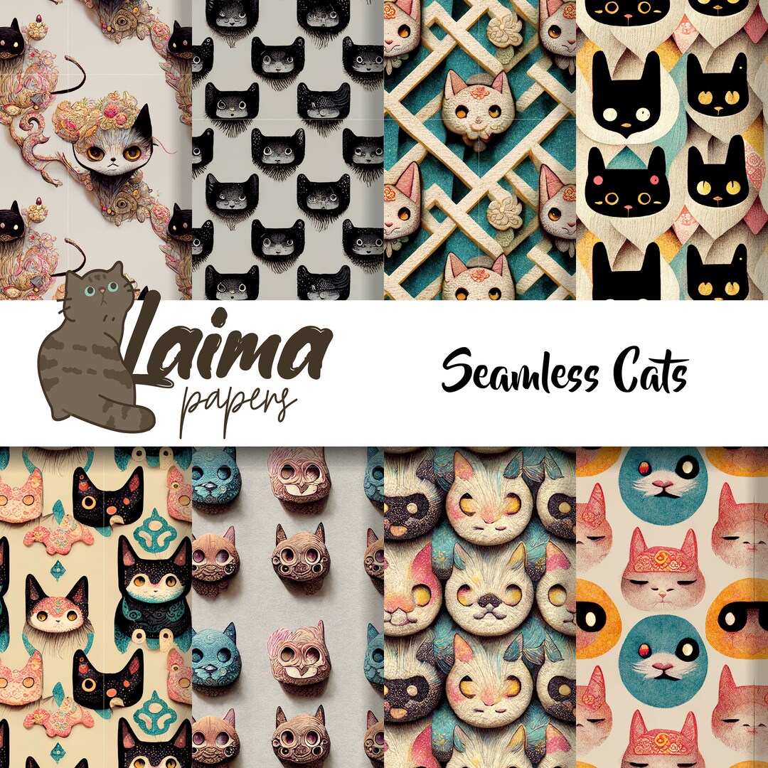 Printable Cats Seamless Pattern Scrapbooking Papers - Etsy