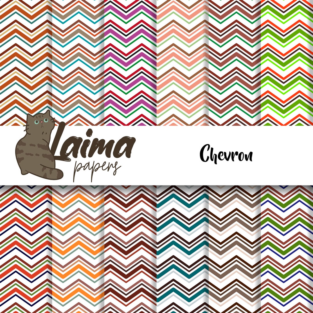 Chevron Lines Digital Paper Pack, Colorful Lines Scrapbooking Paper ...