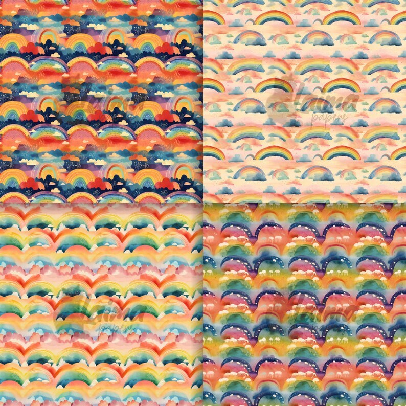 Watercolor Rainbow | Seamless Printable Pattern | Scrapbooking Paper - Etsy