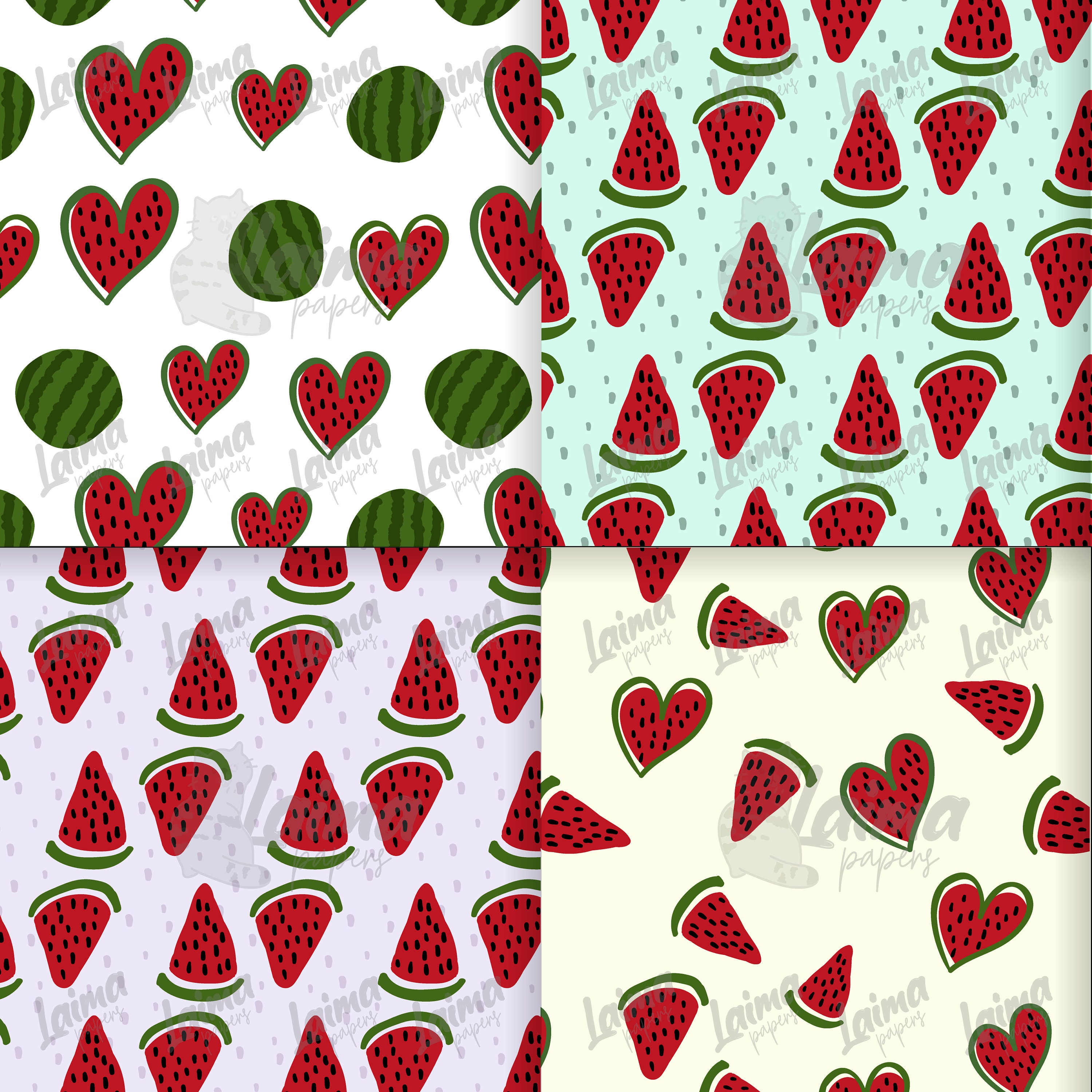 Watermelon Fruit Scrapbook Paper Cute Watermelon Digital - Etsy