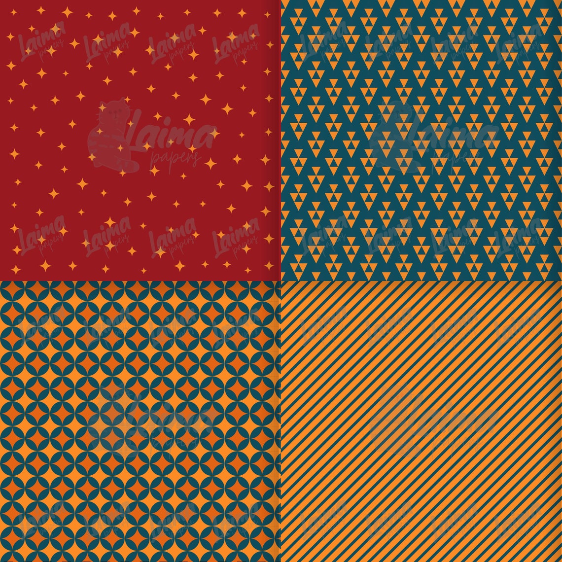 Retro Digital Paper, Vintage Patterns, Printable Retro Digital ...