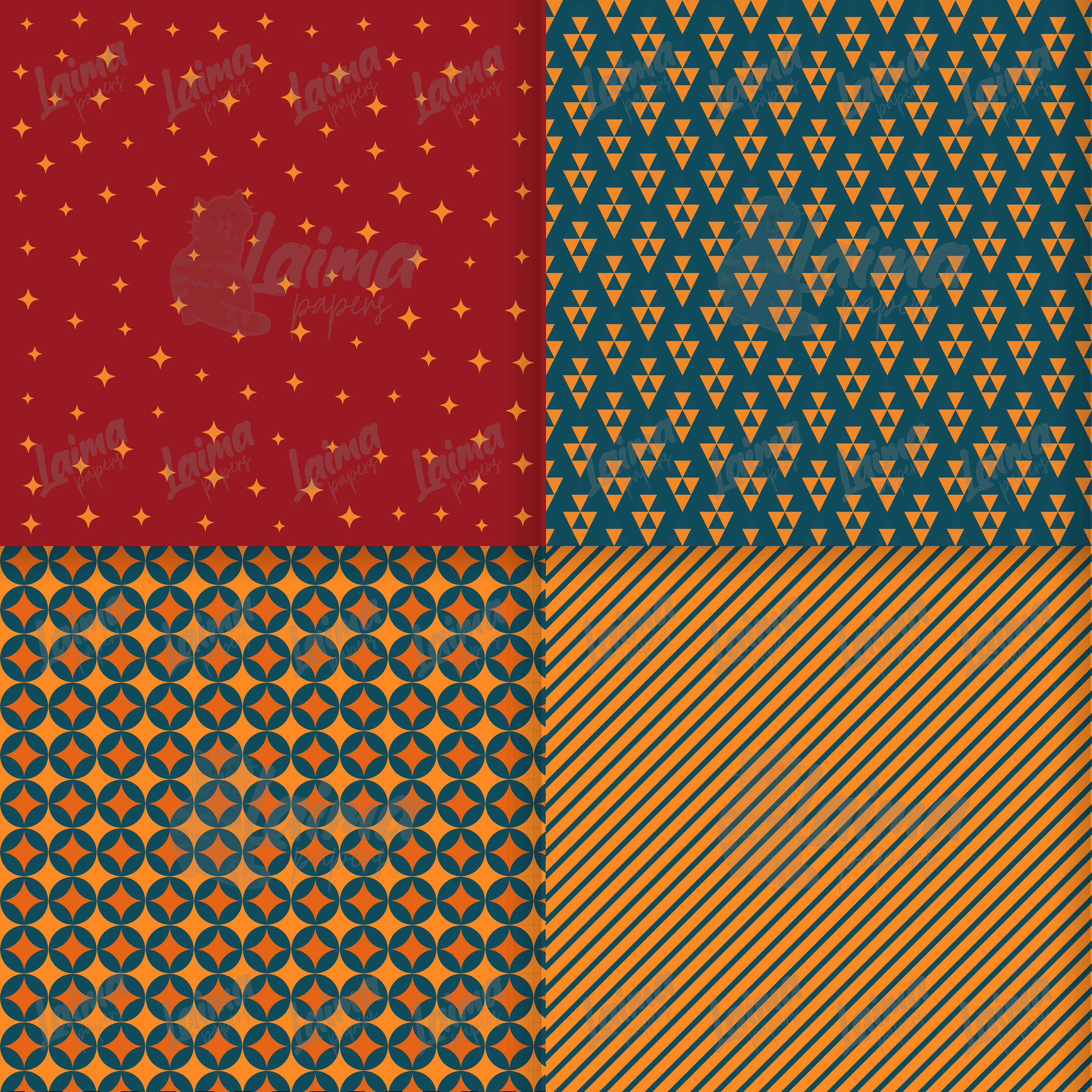 Retro Digital Paper, Vintage Patterns, Printable Retro Digital ...