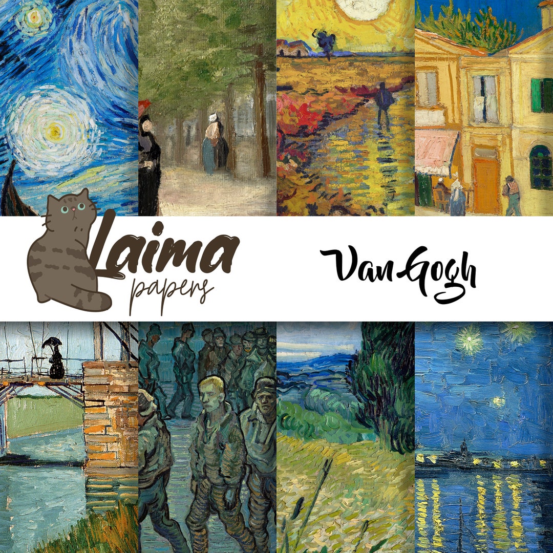 Van Gogh Printable Scrapbook Papers, Digital Art Backgrounds, Starry ...