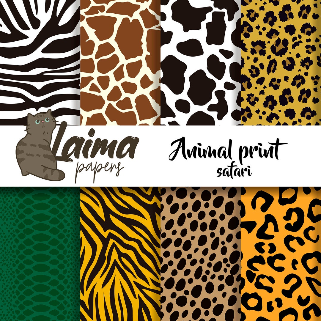 Safari Animal Printable Paper 12x12, Digital Printable Paper Pack ...