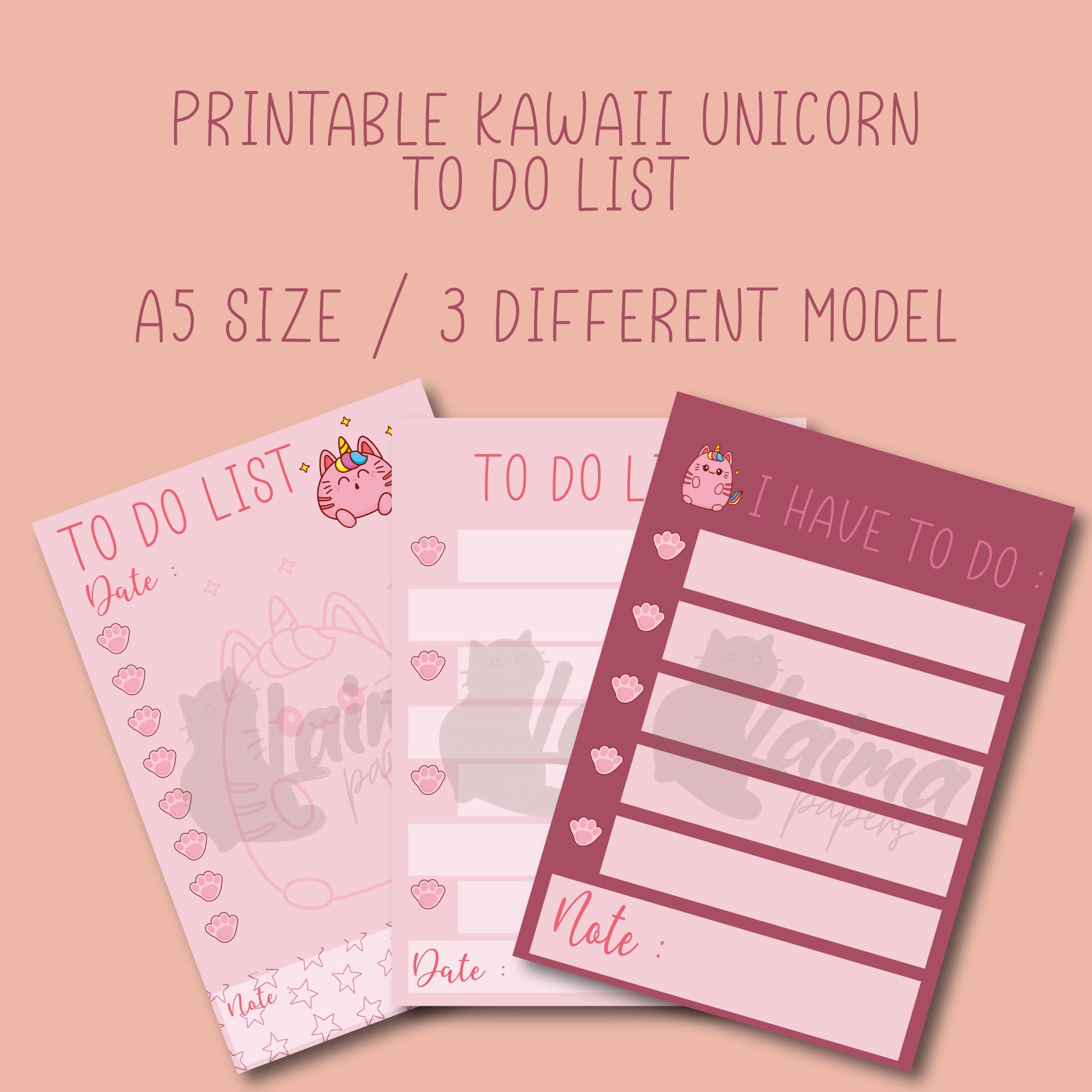Printable Kawaii Checklist, Downloadable to Do List, Instant Download ...