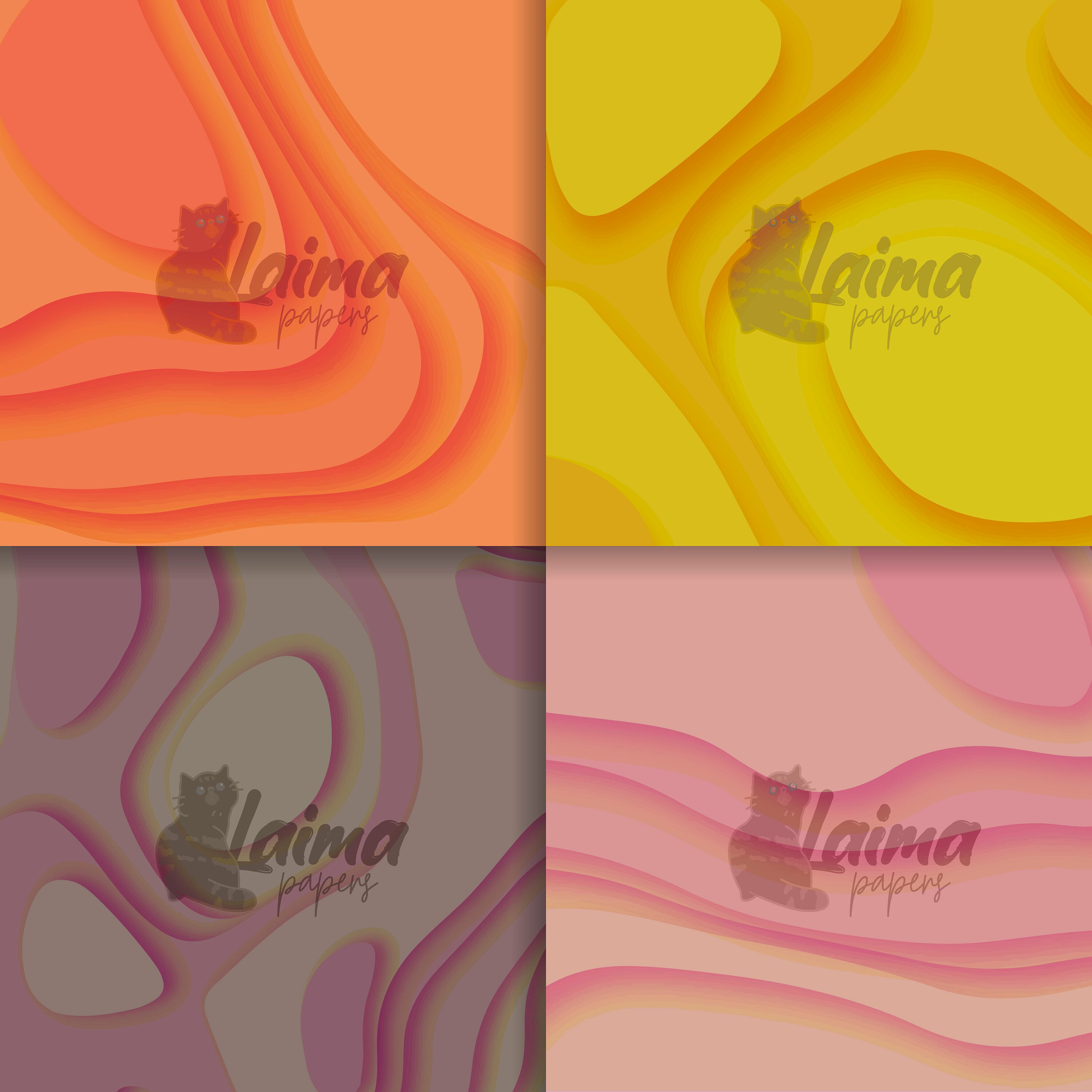 Colorful Waves 12x12 Printable Paper Set, Scrapbooking Ephemera ...