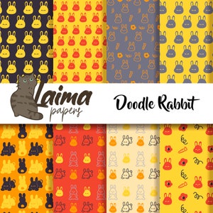 Rabbit Printable Digital Paper, Instant Download Scrapbook Paper ...