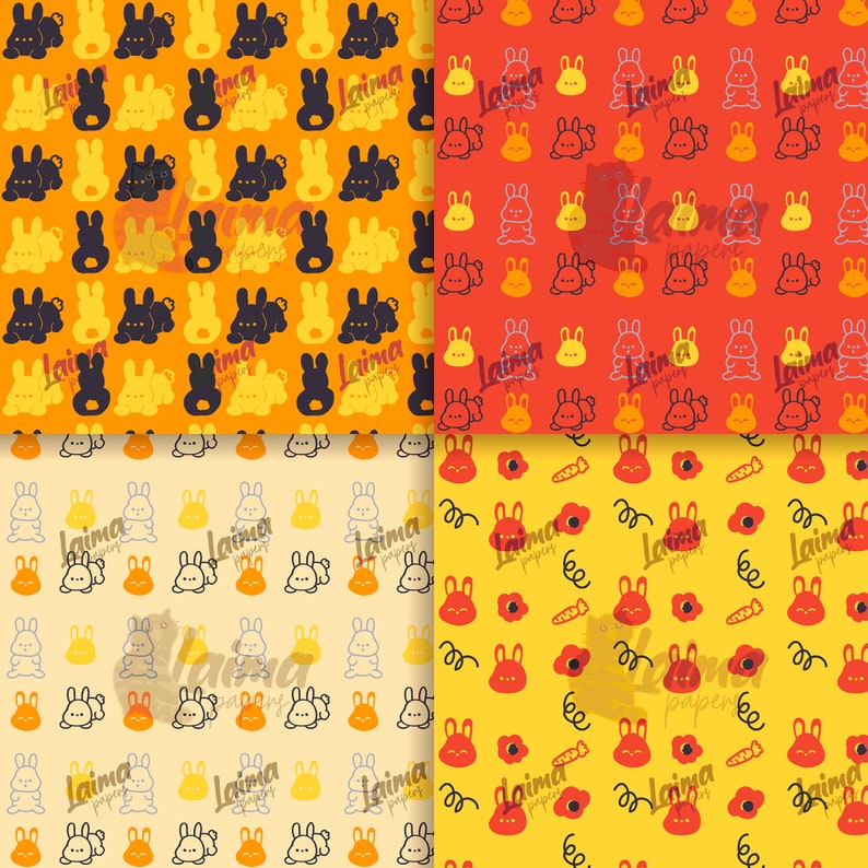 Rabbit Printable Digital Paper, Instant Download Scrapbook Paper ...