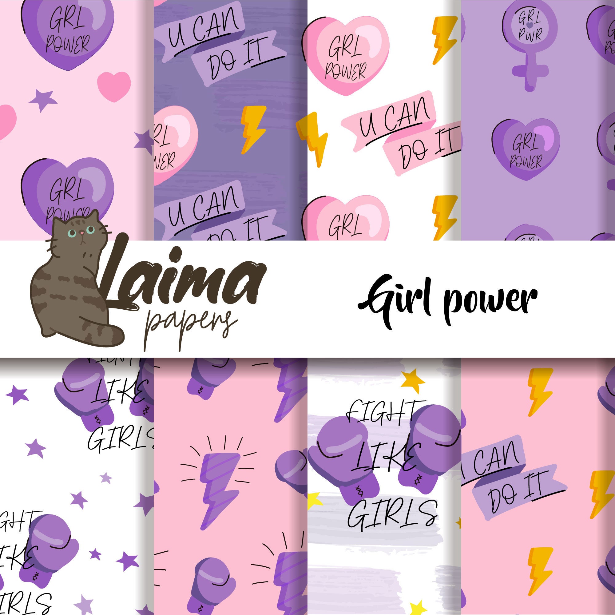 Woman Pride Scrapbook Paper, Girl Power Printable, 8th March Background ...