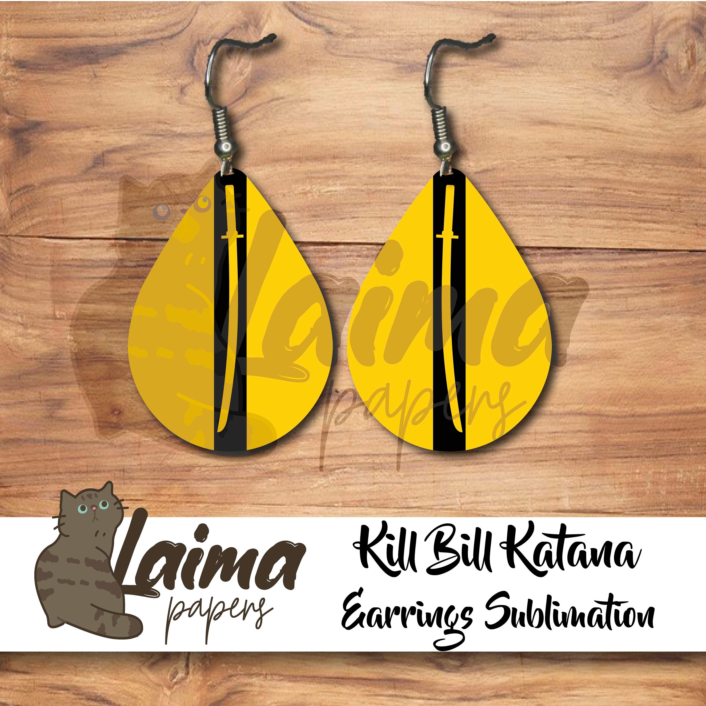 Katana Sword Print Digital Sublimation Earring Designs Template PNG ...