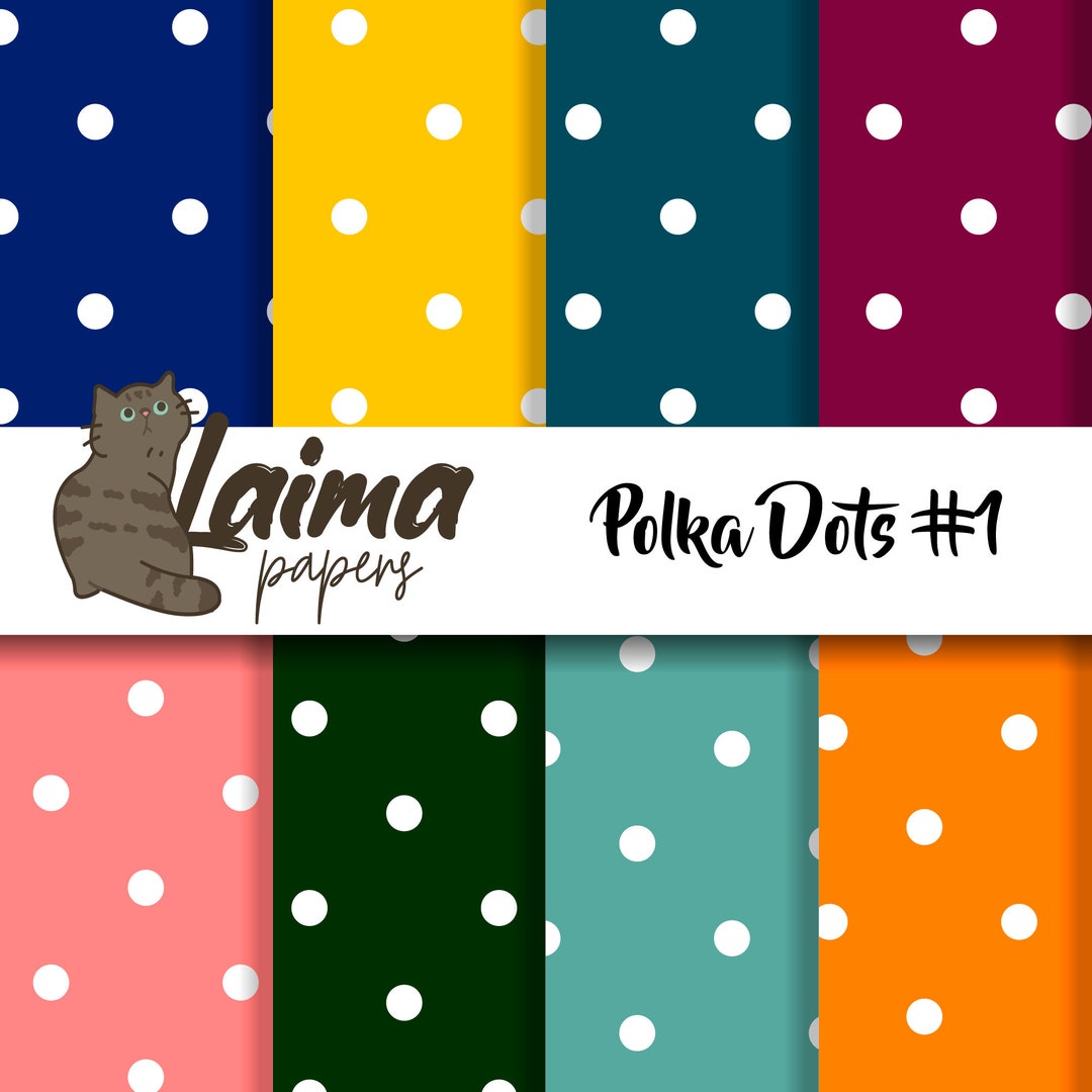 Polka Dots Scrapbook Paper Set, Polka Dots Digital Paper, Dots Prinable ...