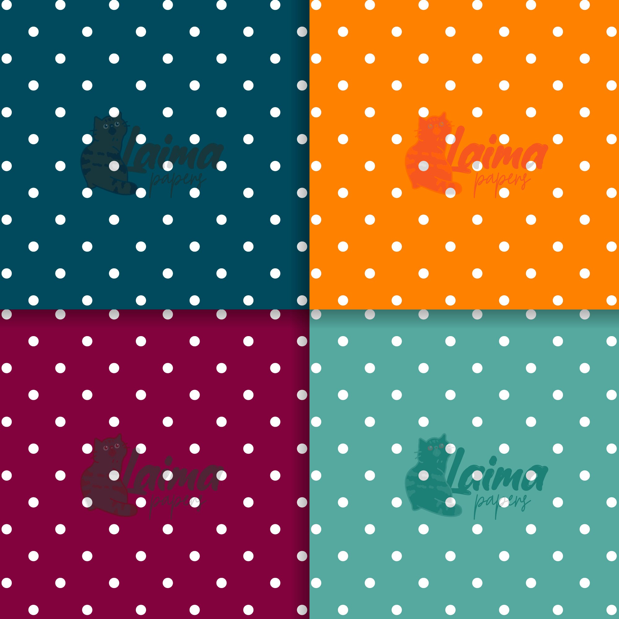 Polka Dots Scrapbook Paper Set, Polka Dots Digital Paper, Dots Prinable ...