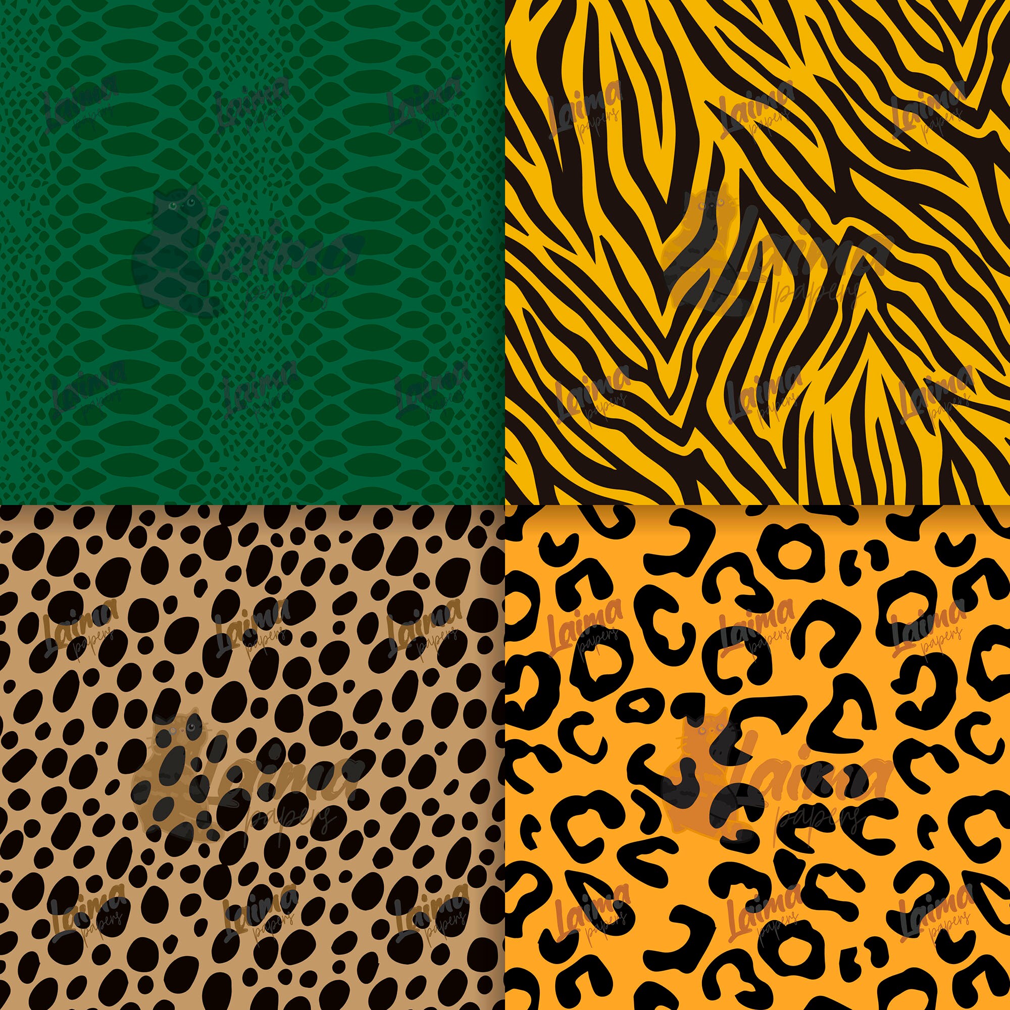 Safari Animal Printable Paper 12x12, Digital Printable Paper Pack ...
