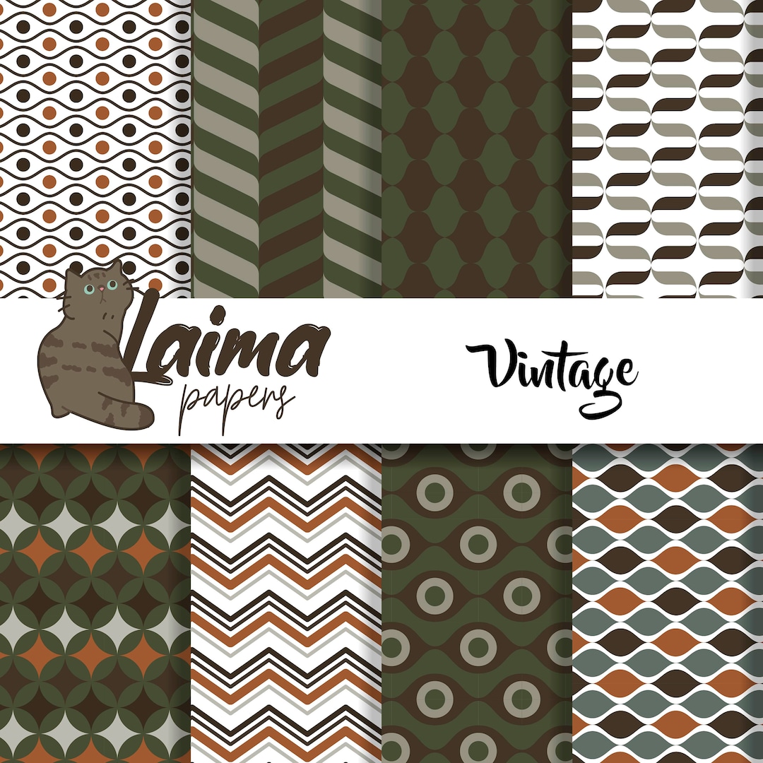 Oldschool Digital Paper, Retro Scrapbook Paper, 60s Packing Paper ...