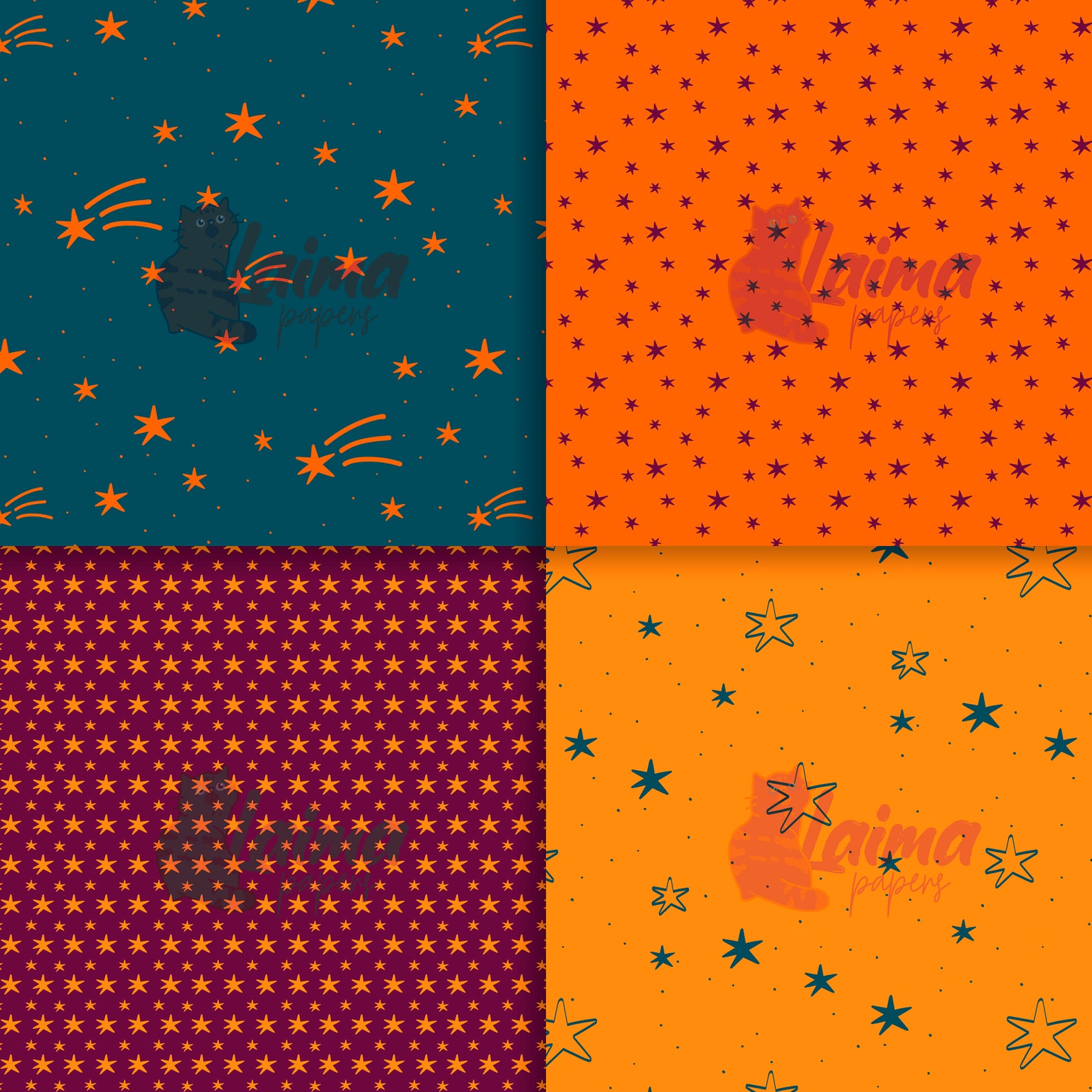 Colorful Stars and Moon Scrapbook Papers Stars Digital Paper - Etsy