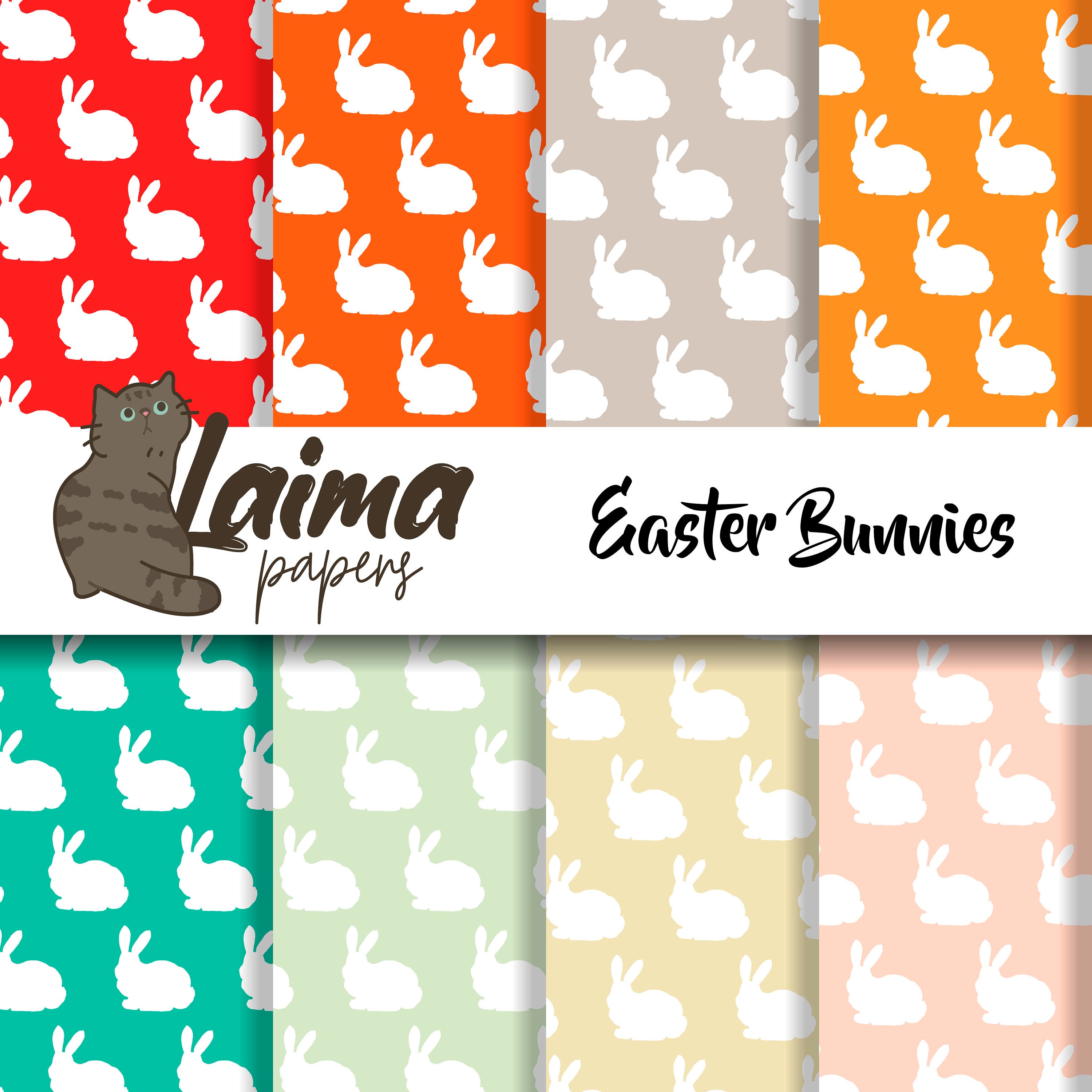 Easter Bunny Background, Printable Bunny / Rabbit Digital Paper, Bunny ...