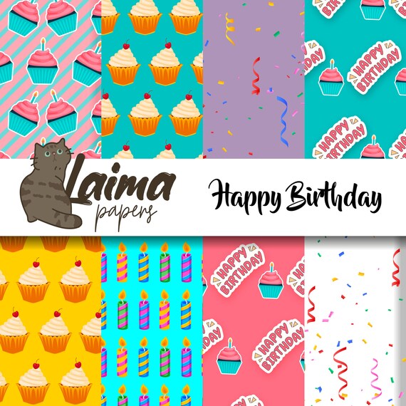 Birthday Scrapbook Kit Birthday Digital Paper Pack Printable | Etsy