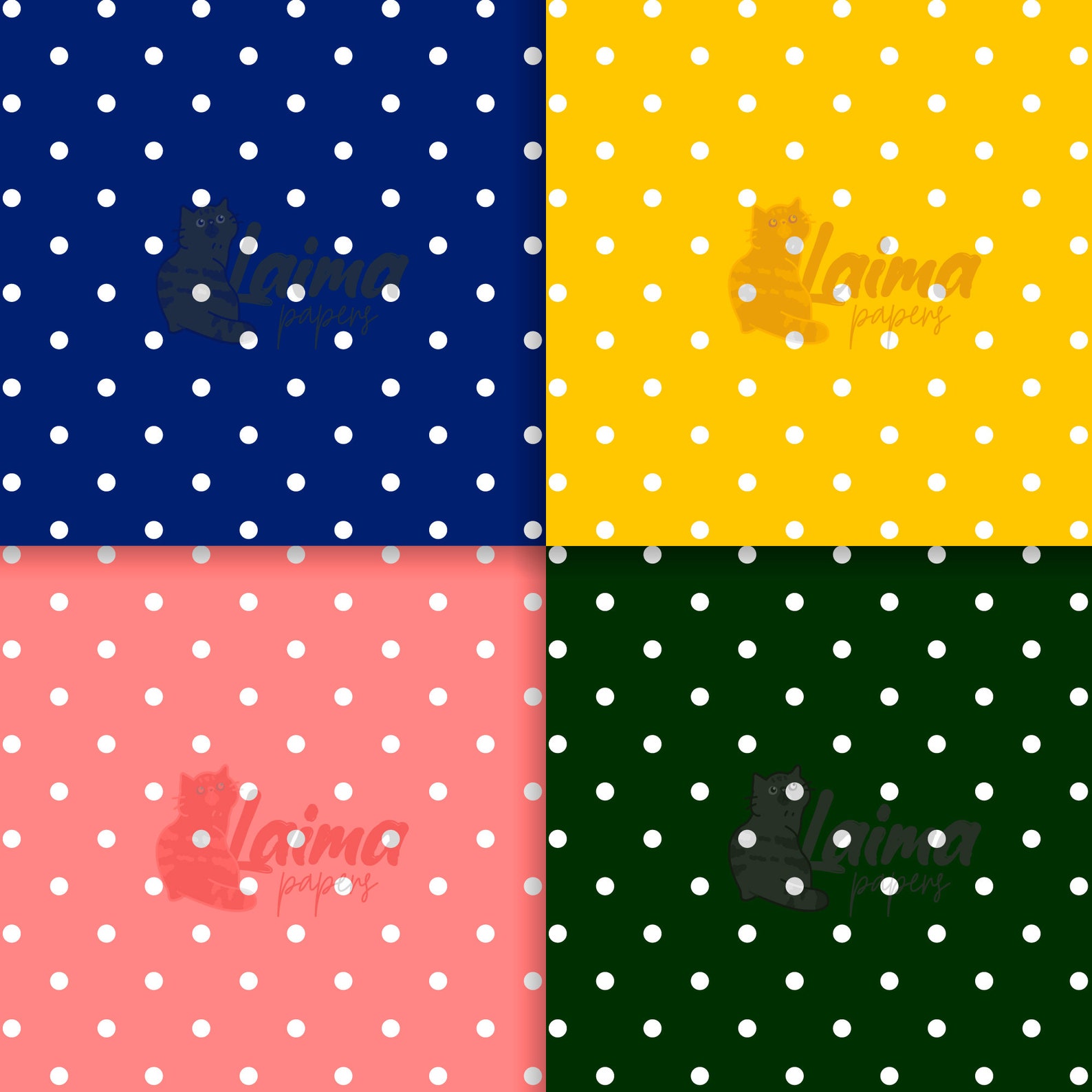 Polka Dots Scrapbook Paper Set Polka Dots Digital Paper Dots - Etsy