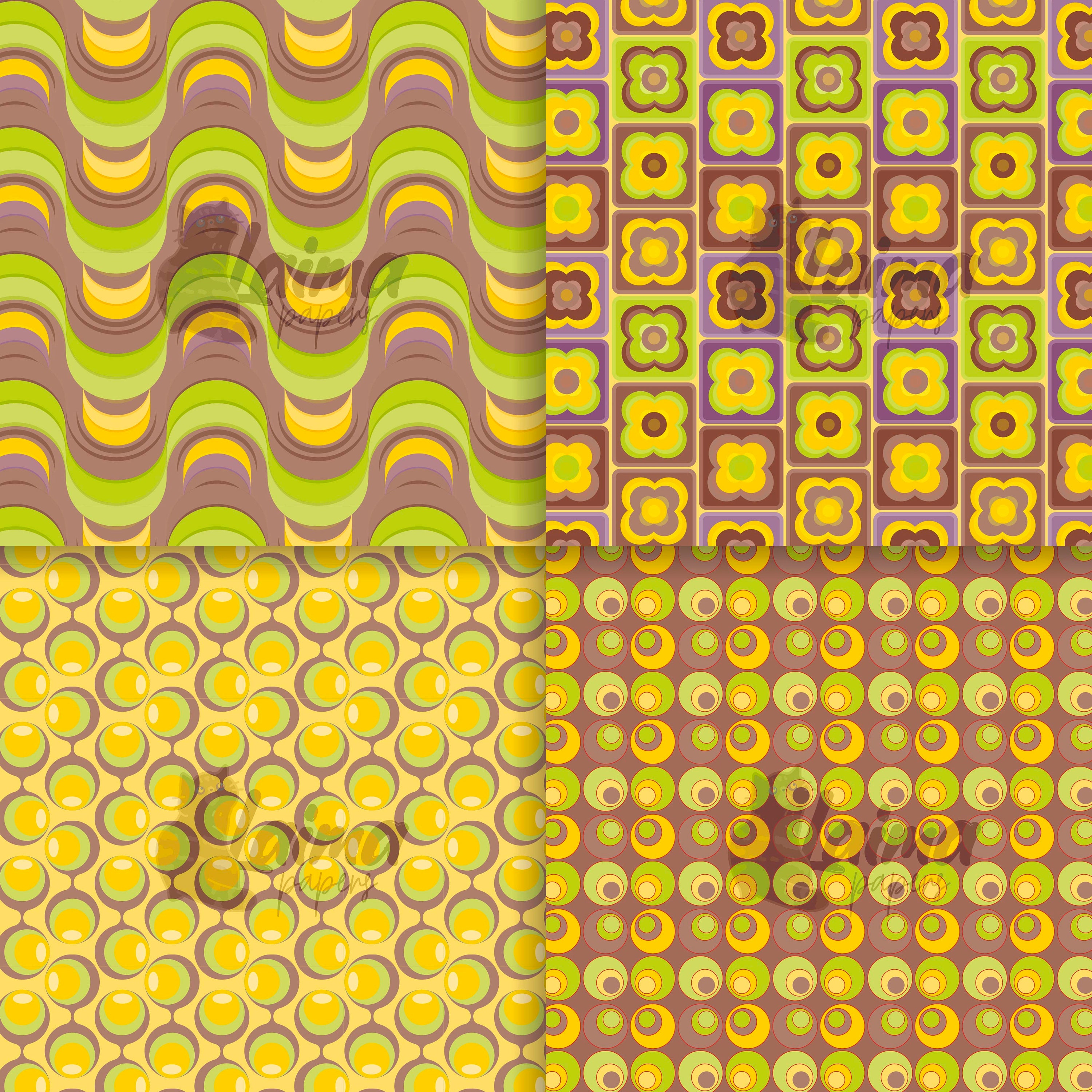 Vintage 60s Patterns Digital Scrapbooking Paper, Printable Oldies Paper ...