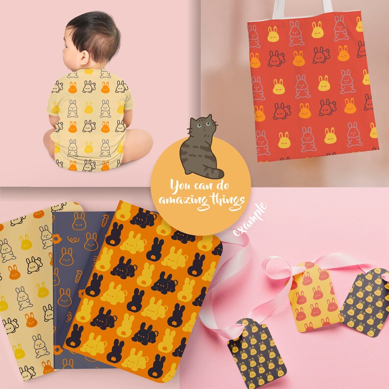 Rabbit Printable Digital Paper, Instant Download Scrapbook Paper ...