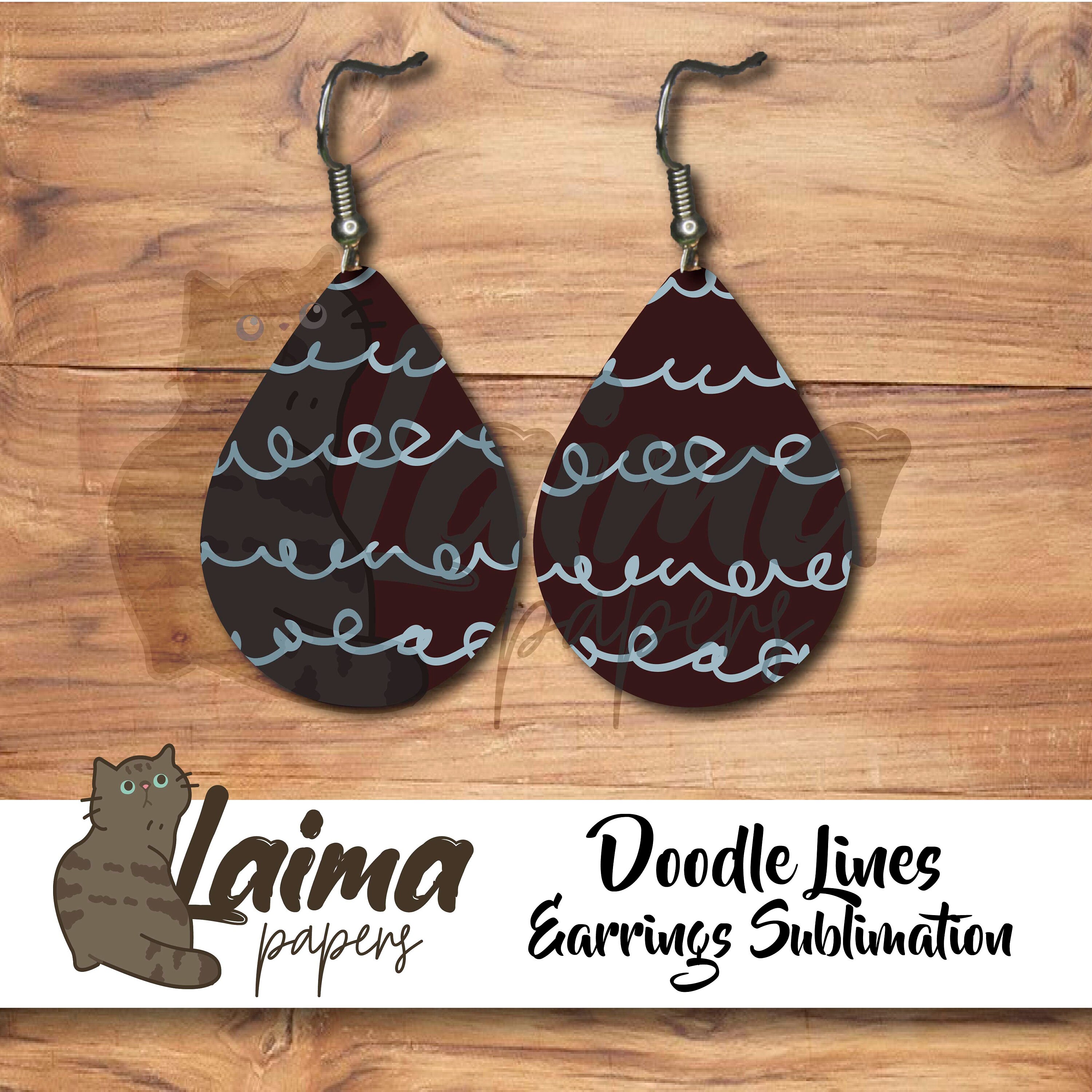 Doodle Lines Print Digital Sublimation Earring Designs Template PNG ...