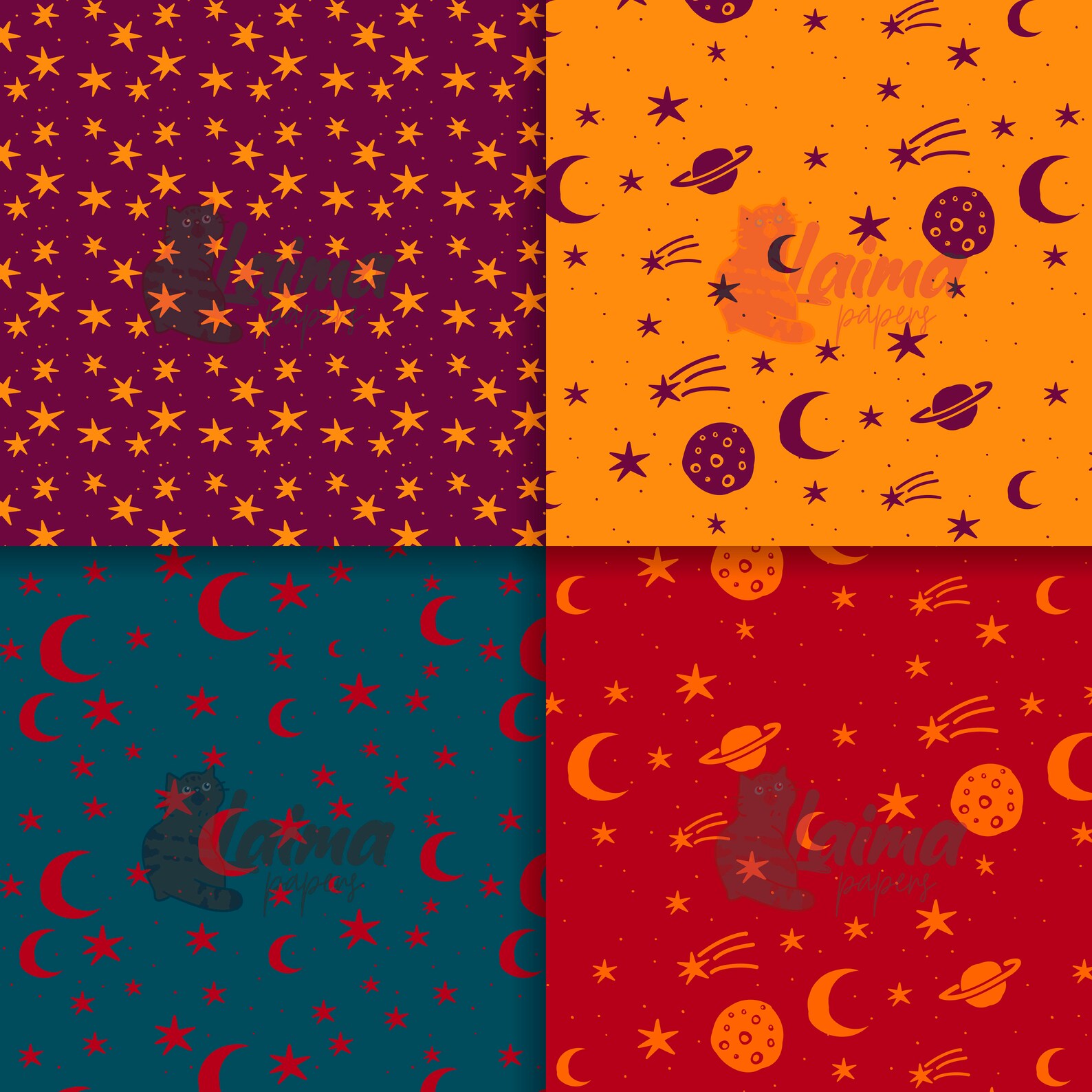 Colorful Stars and Moon Scrapbook Papers Stars Digital Paper - Etsy