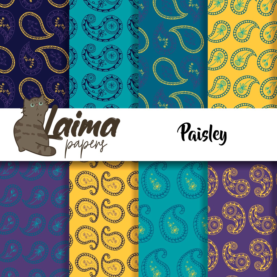 Paisley Printable Craft Paper, 12x12 Scrapbooking Paper, Colorful ...