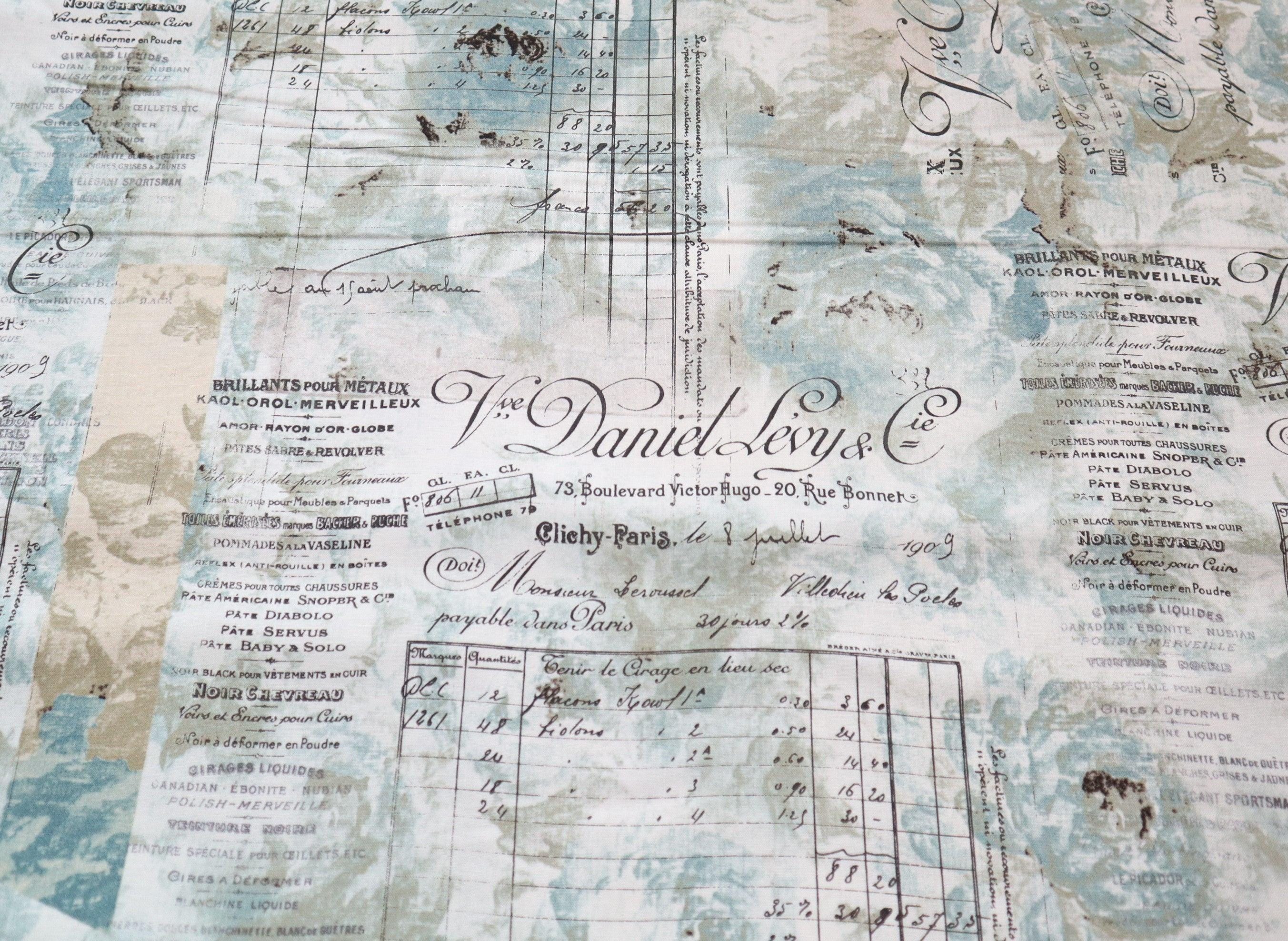 Premium Cotton - 1/2 YARD - Receipt- Aqua - Etsy