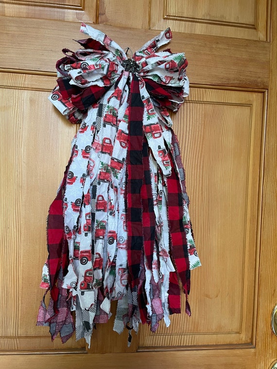 Red Truck Rag Bow - Etsy