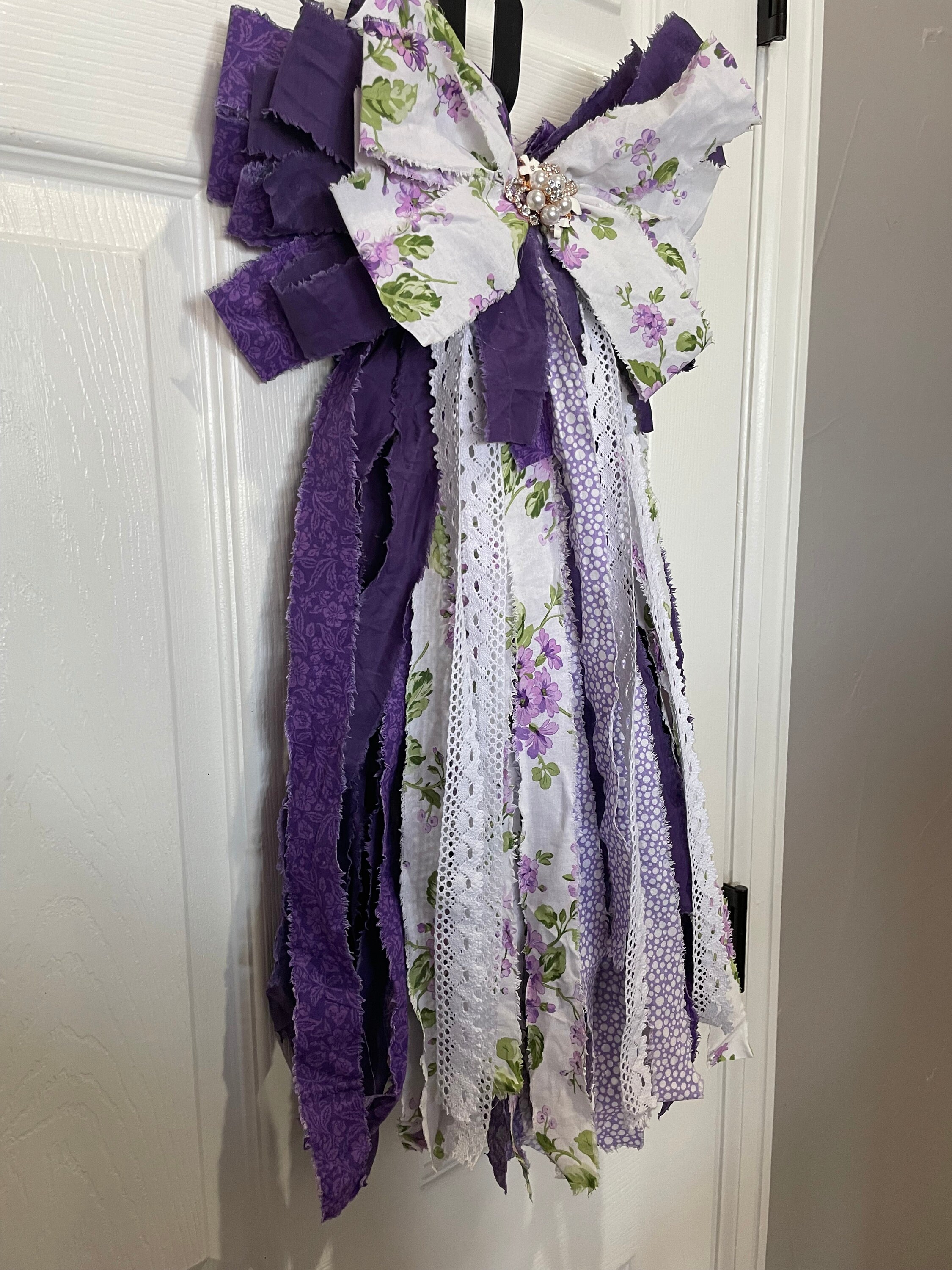 Purple Flower Rag Bow - Etsy