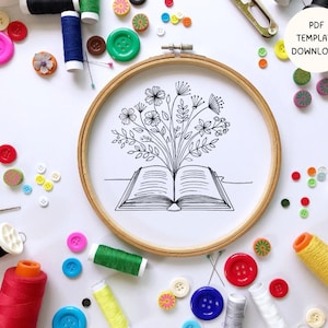 Embroidery Pattern Pdf,floral Book Pattern,book Flowers Embroidery ...