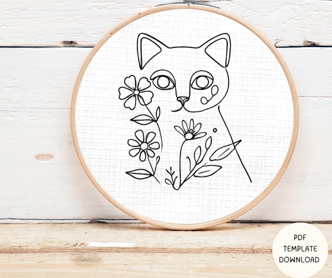 CAT Embroidery Pattern Pdf, CAT Pattern, ANIMALS Embroidery Patterns ...
