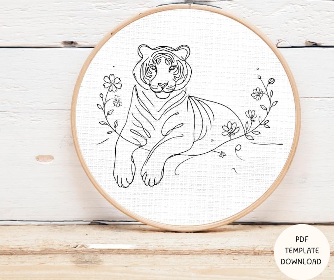 TIGER Embroidery Pattern Pdf,tiger Pattern, ANIMAL Embroidery Patterns ...