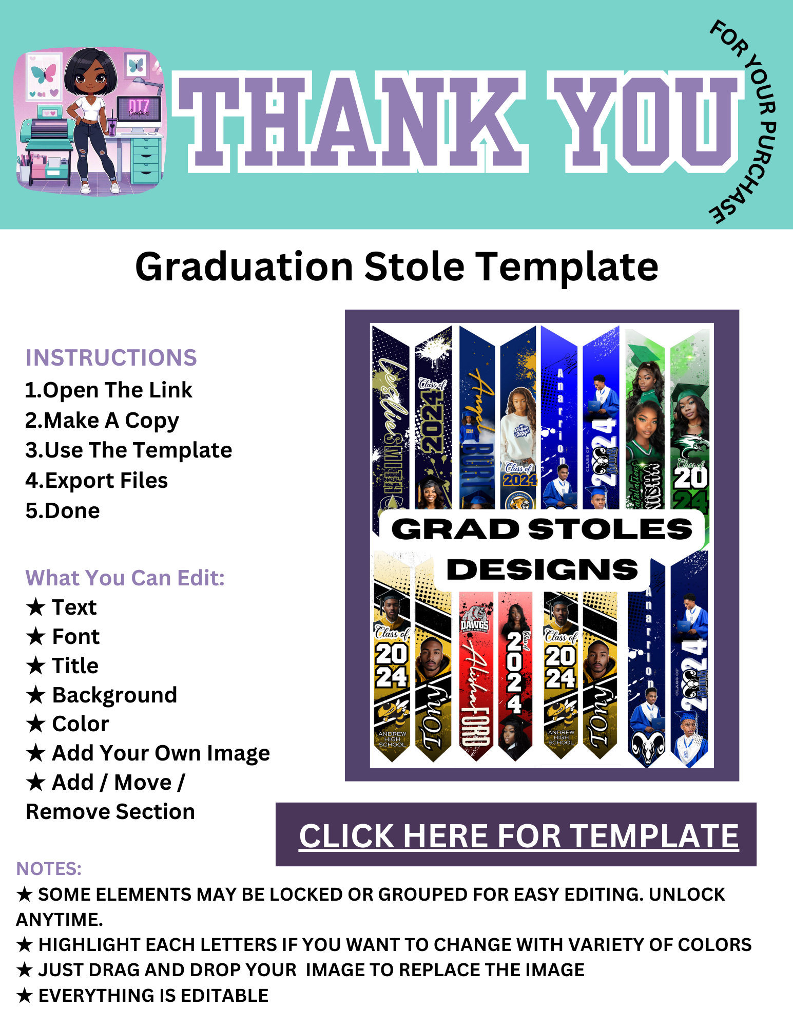 Graduation Stole Templates - Etsy