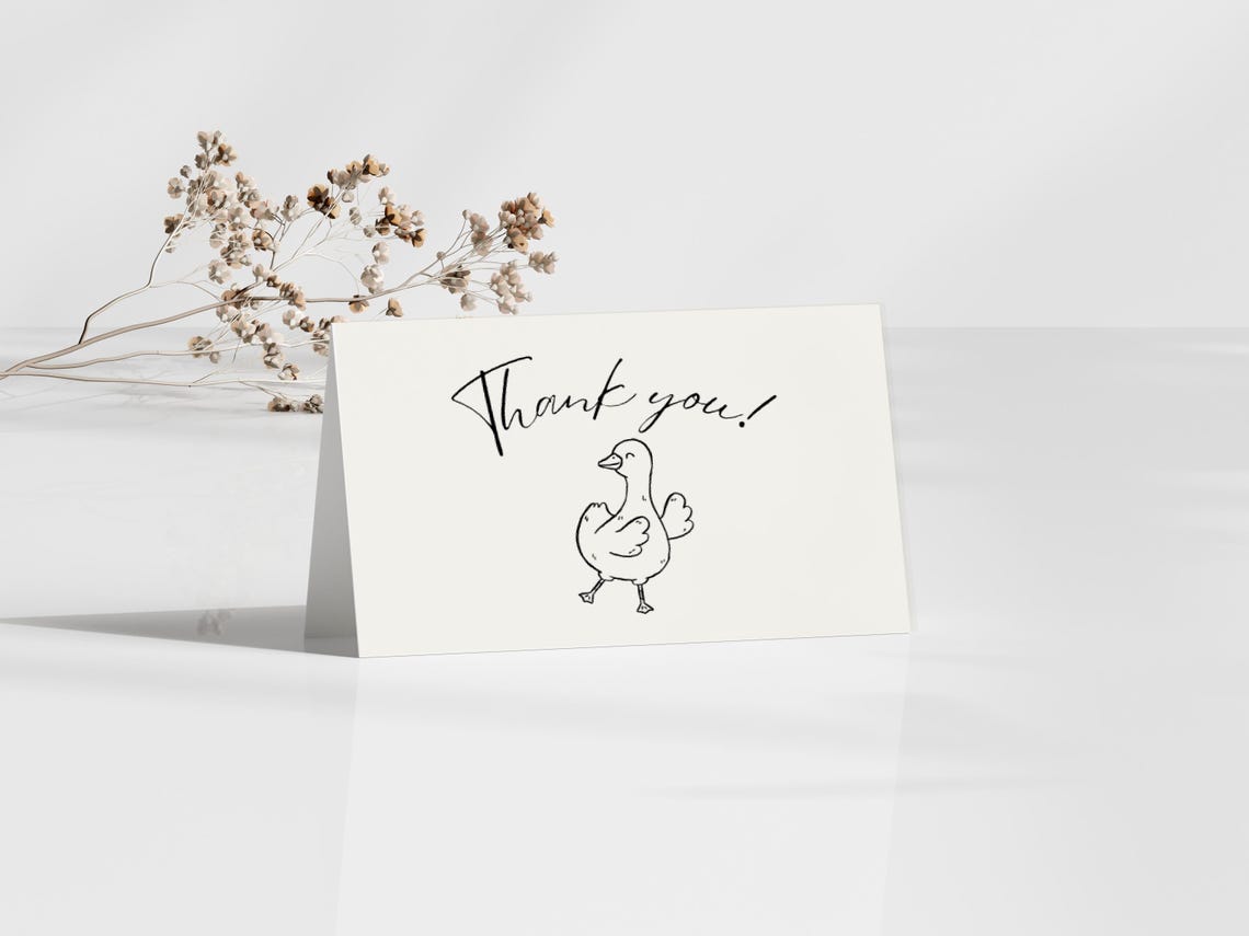 Goose Themed Birthday Thank You Card – Editable Canva Template, Simple ...