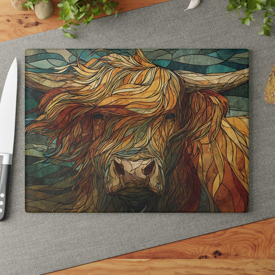 Cow Lover Gift, Highland Cow Cutting Board Farmhouse Kitchen Decor ...