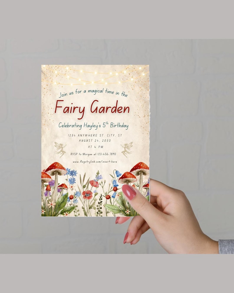 Editable Fairy Garden Birthday Invitation – Canva Template | Whimsical ...