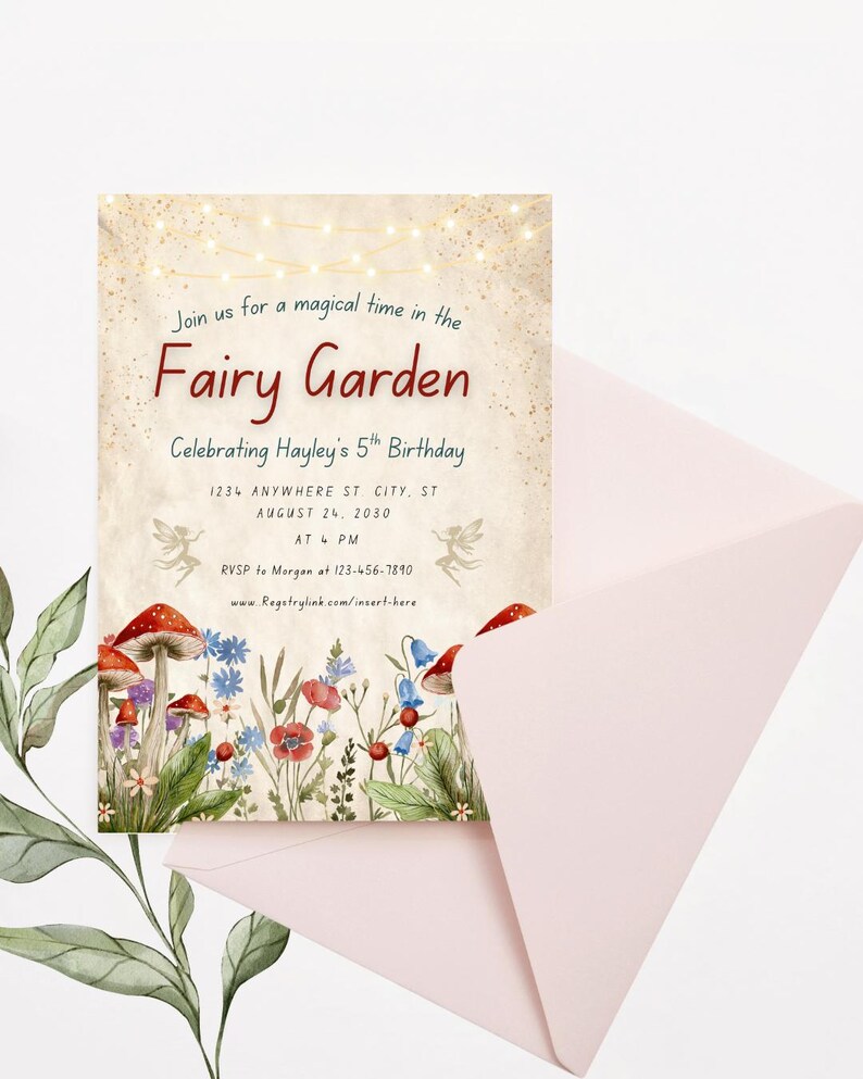 Editable Fairy Garden Birthday Invitation – Canva Template | Whimsical ...