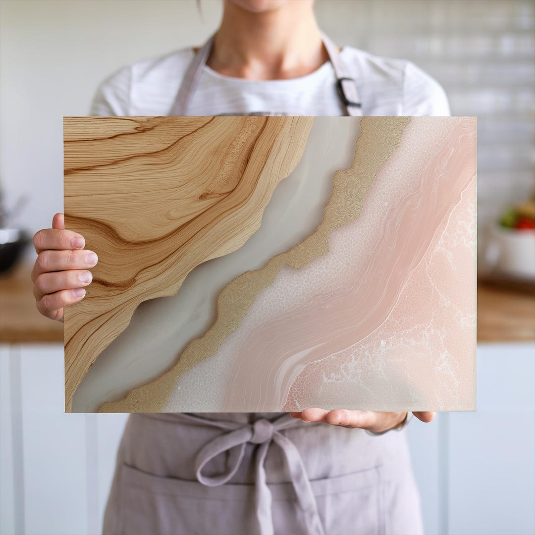 Pink Glass Charcuterie Board Modern Beige Blush Cutting Board Gift for ...