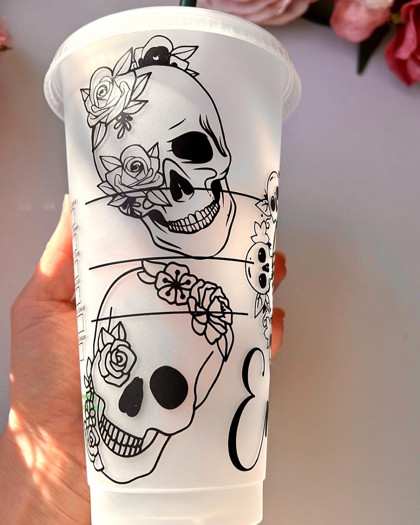 Starbucks Cold Cup Iced Coffee Cup in Skull Design Resizable - Etsy