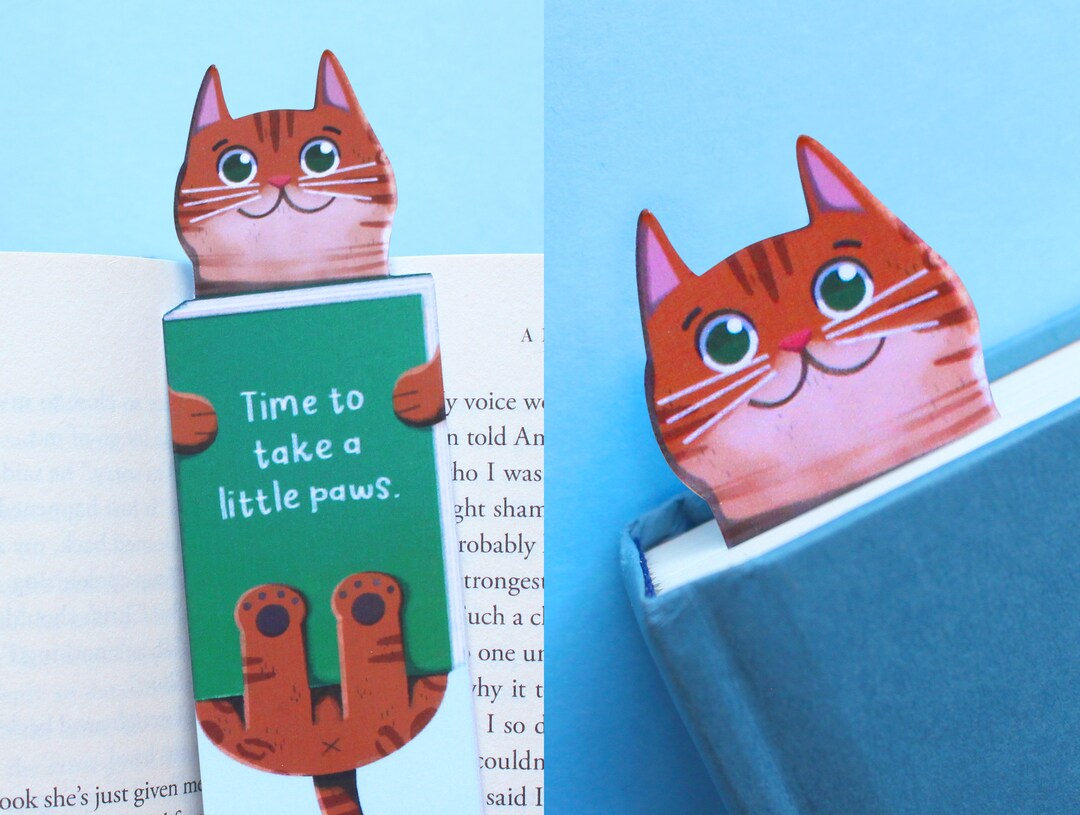 Handmade Cute Cat Bookmark Bengal Cat Book Lovers, Glossy Bookmarks Cat ...