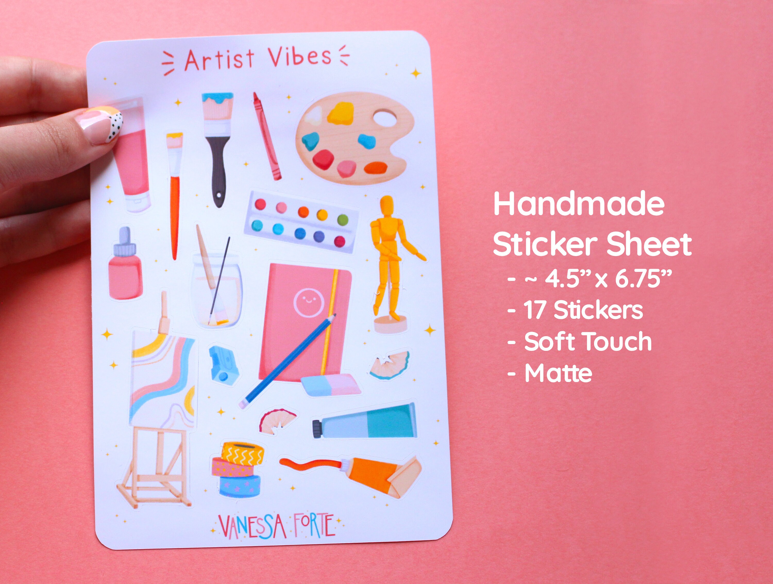 Artist Vibes Sticker Sheet 17 Matte Stickers Artsy | Etsy