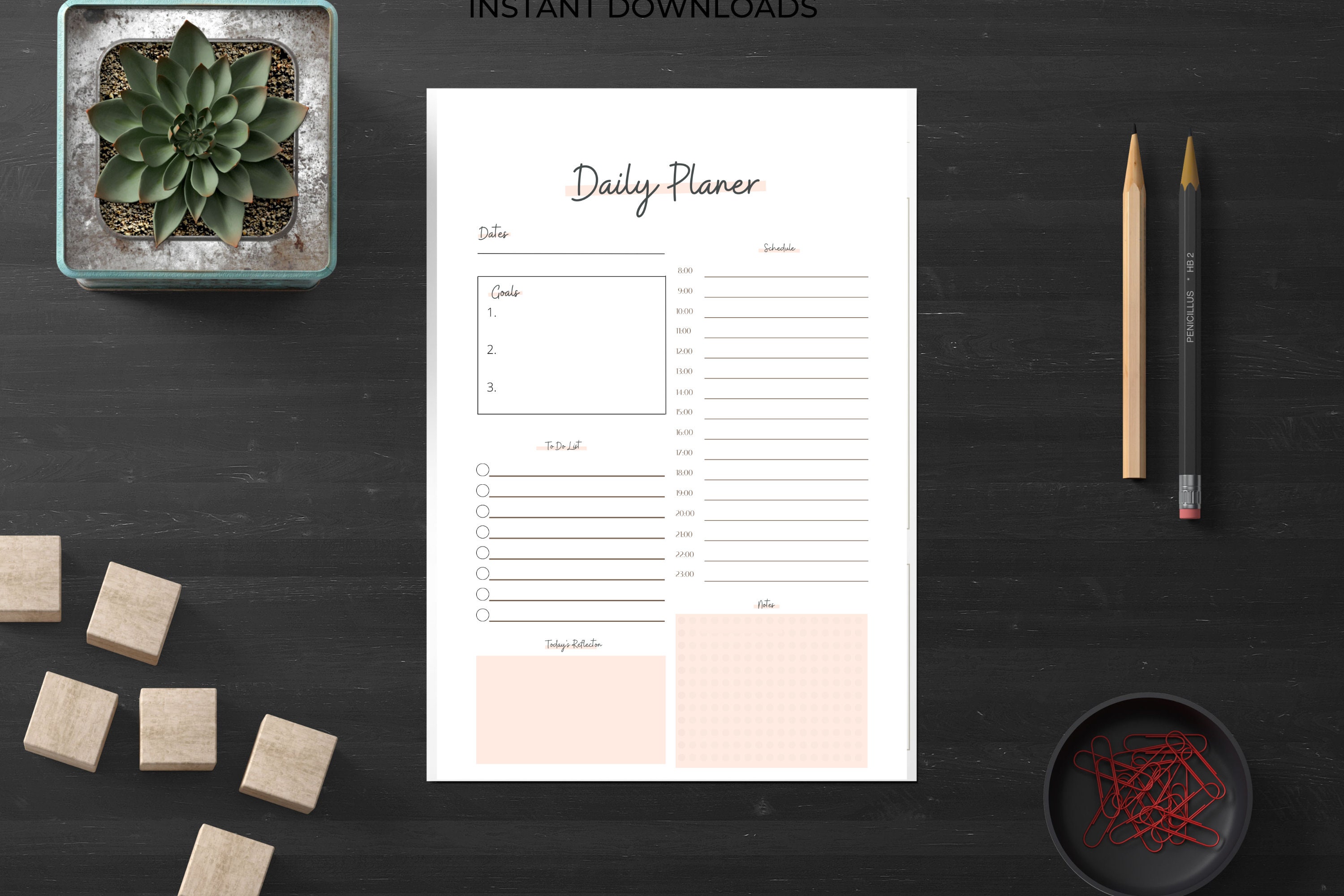 Daily Planner Printable Daily Planner Sheet Personal Daily - Etsy