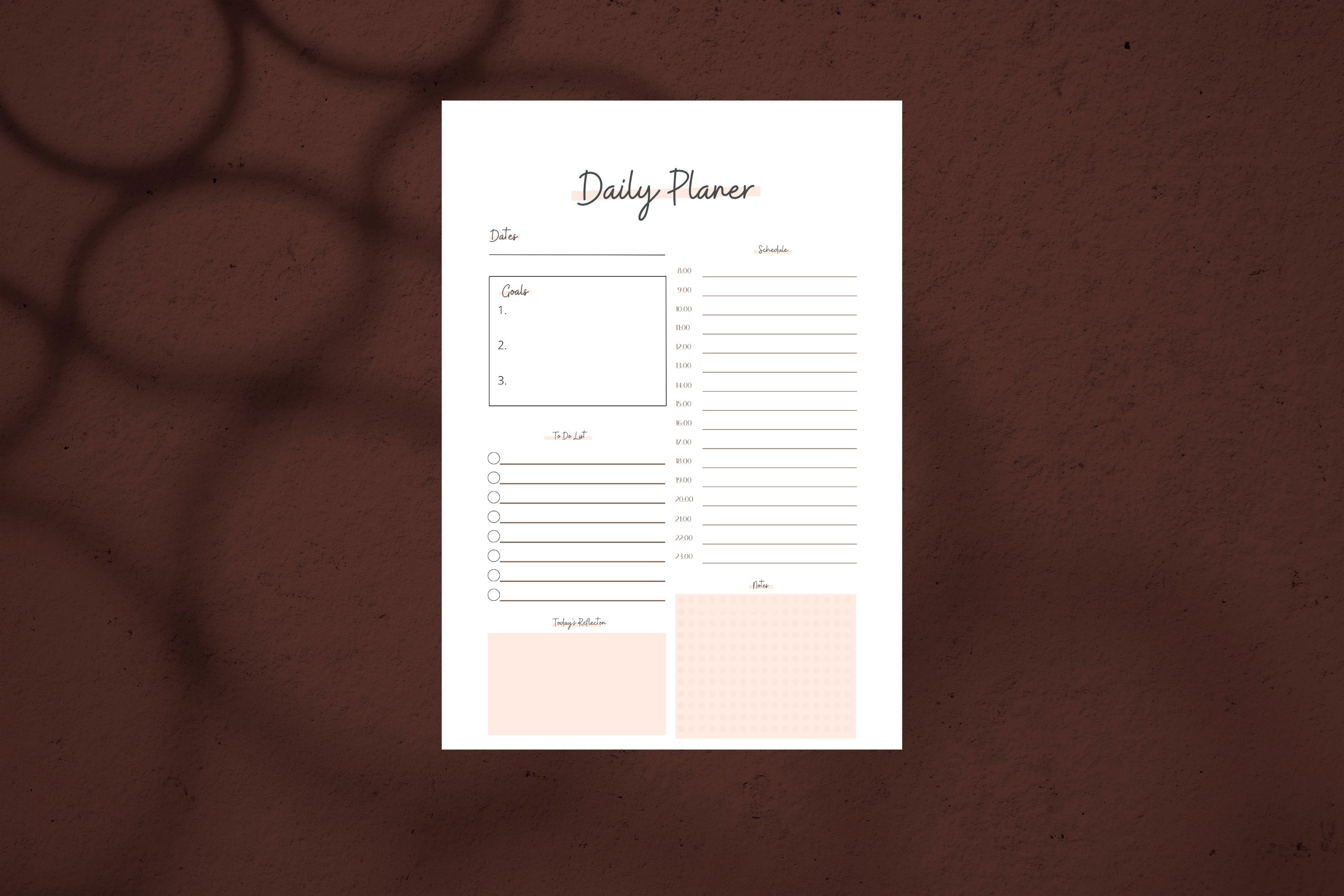 Daily Planner Printable Daily Planner Sheet Personal Daily 24 Hour ...