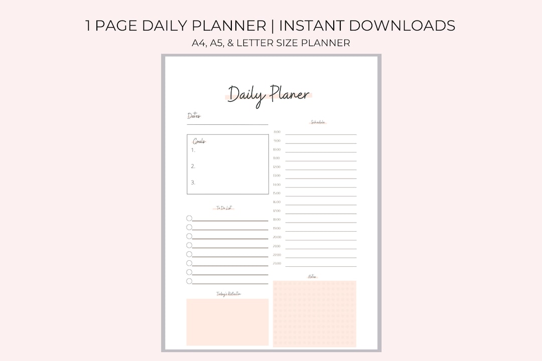 Daily Planner Printable Daily Planner Sheet Personal Daily 24 Hour ...