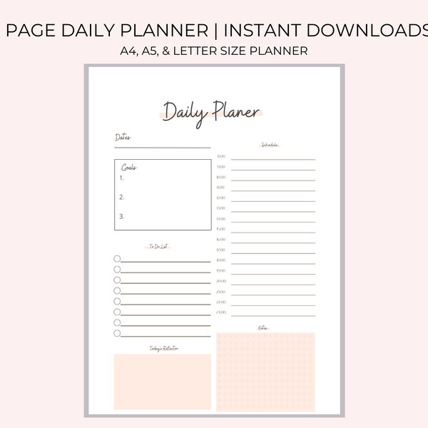 Daily Planner Printable - Etsy UK