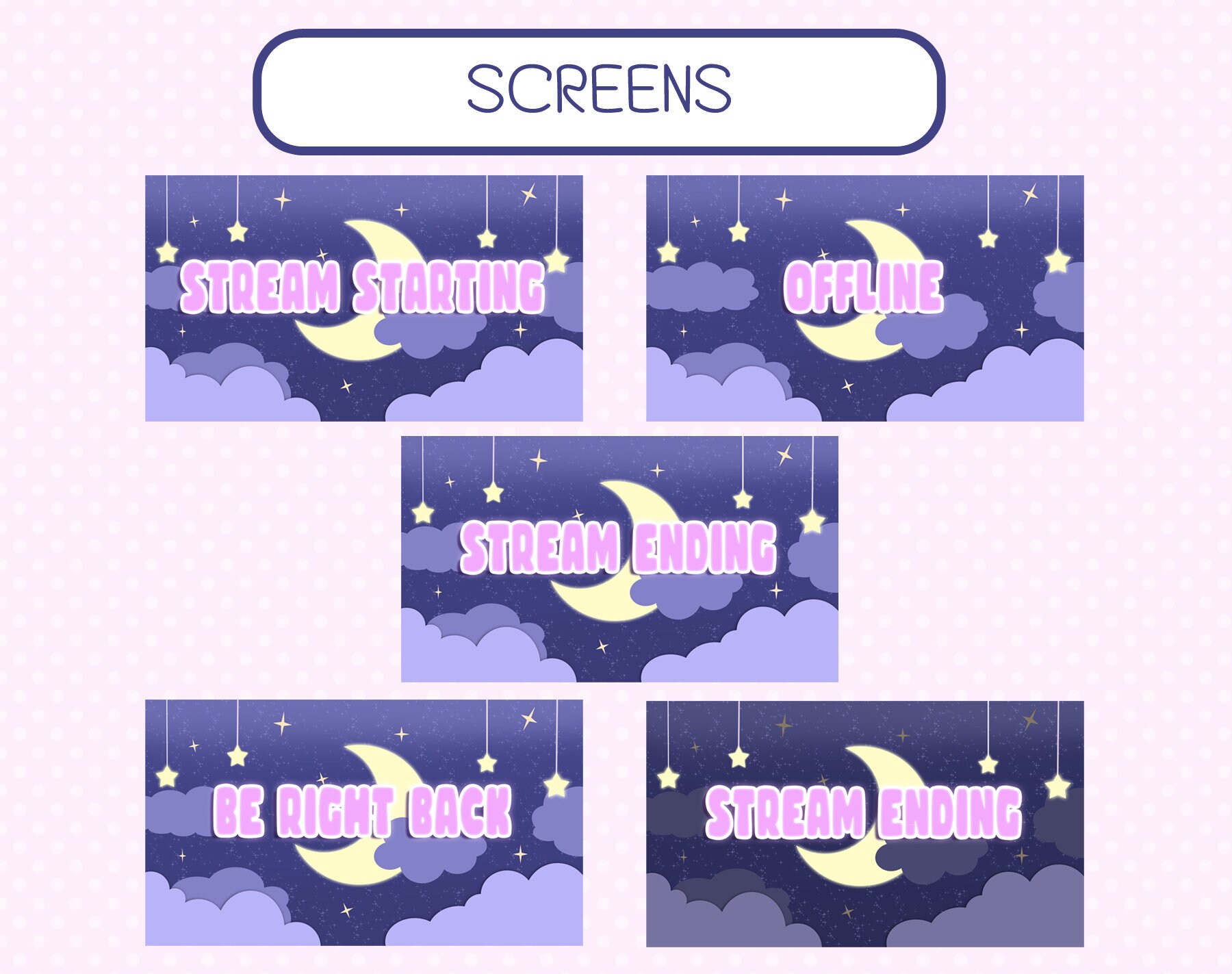 Moody Night Twitch Stream Bundle Package Overlays, Panels, Vtuber ...