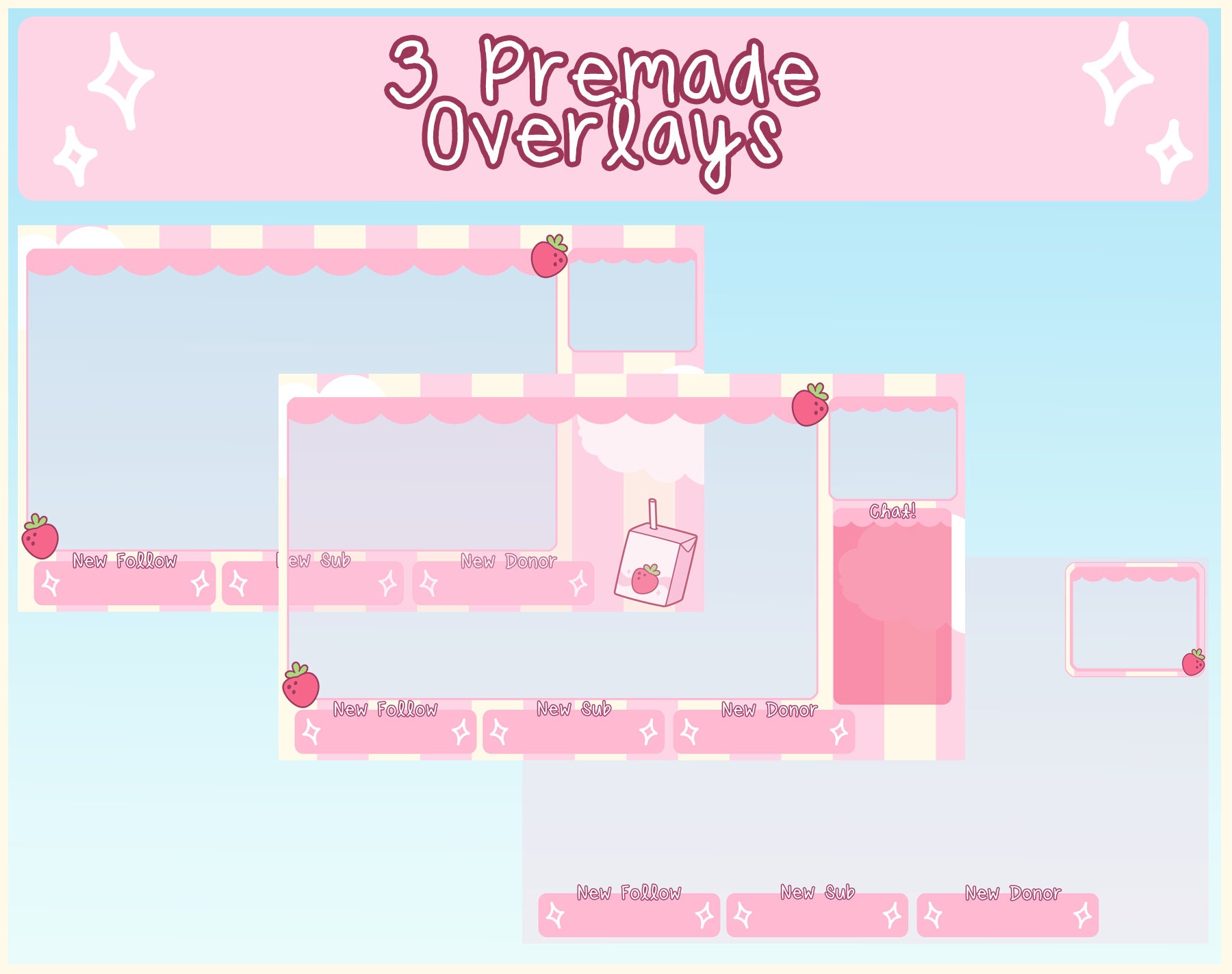Strawberry Dreams | Twitch Stream Bundle Package | Overlays, Panels ...